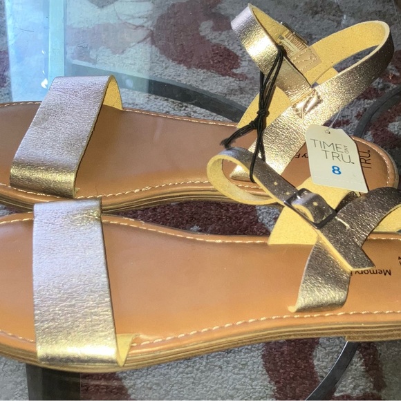 Time and Tru | Shoes | Time And Tru Metallic Gold Womens Sandals | Poshmark